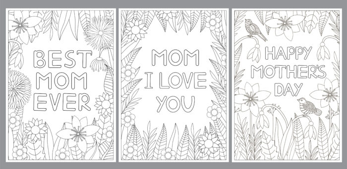 3 cartes fleurs à colorier pour la fête des mères